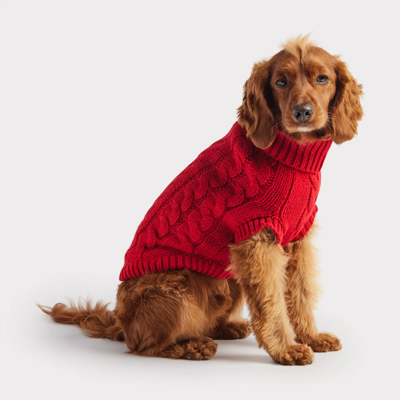 GF Pet Chalet Dog Sweater - Red Cable Knit Sweater for Dogs